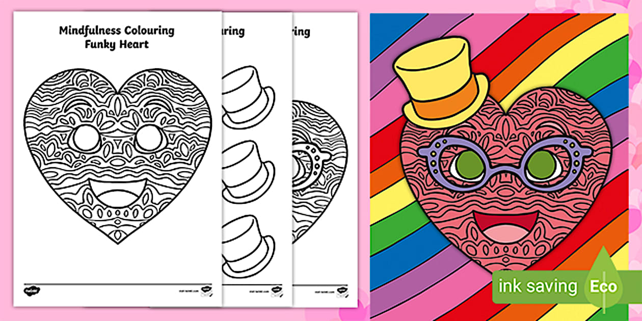 Funky Heart Mindfulness Colouring | Cool-Down Exercises