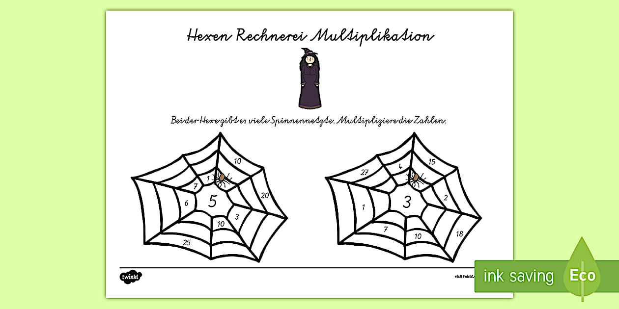 Hexen Rechnerei Multiplikation Arbeitsblatt - Twinkl