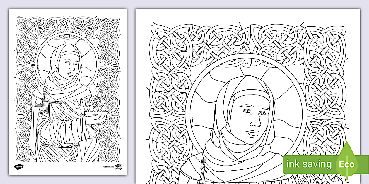 Saint Brigid Colouring Page (teacher made) - Twinkl