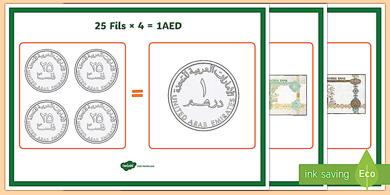 UAE Money Equivalent Values Display Posters - Twinkl