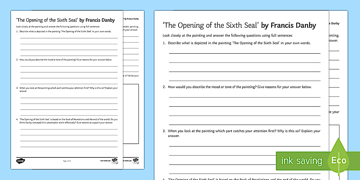 The Opening of the Sixth Seal Worksheet / Worksheet - Twinkl
