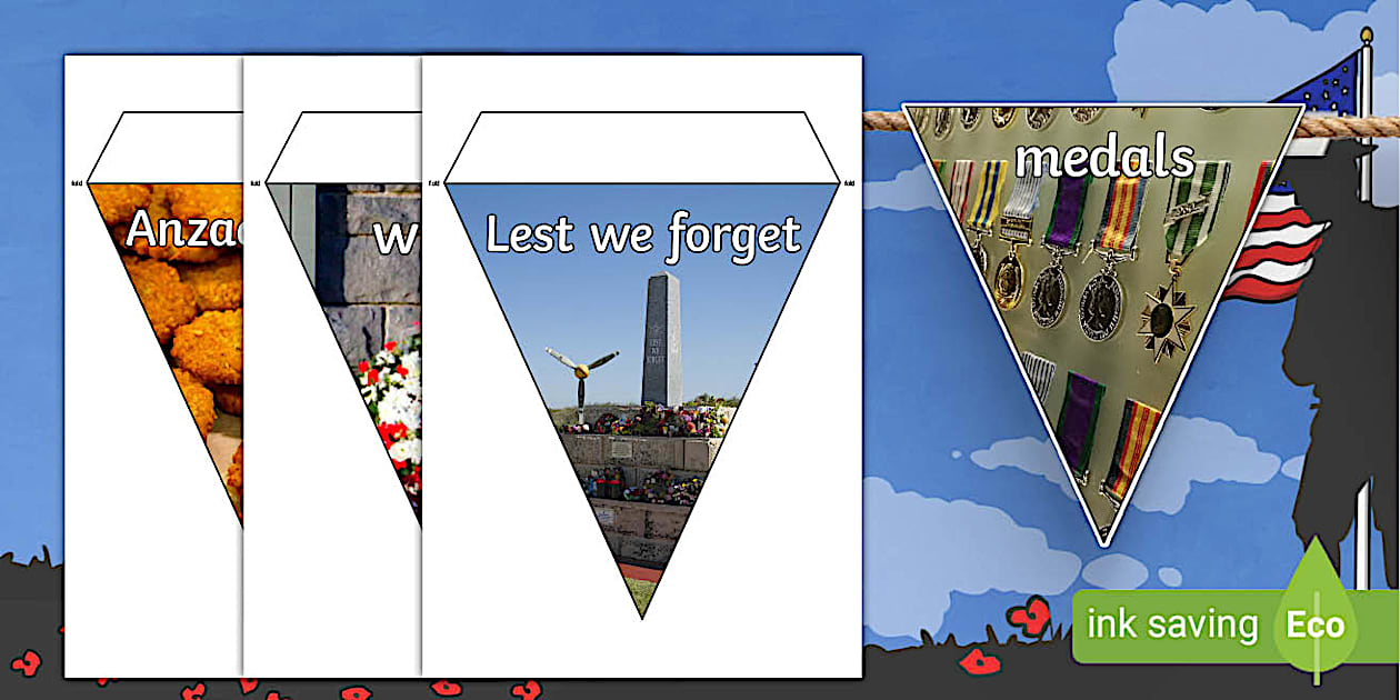 Anzac Day Photo Display Bunting (teacher made) - Twinkl