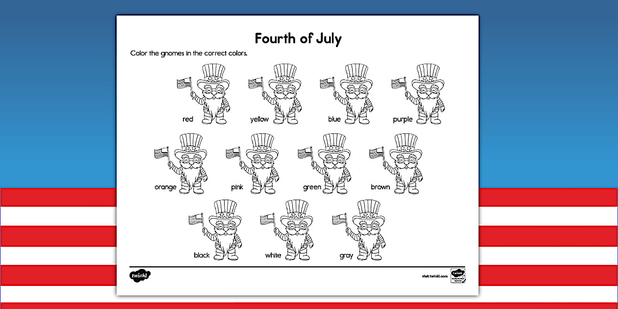 4th of July Coloring Worksheet | Independence Day | Twinkl US