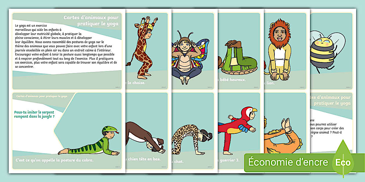 Cartes d'animaux pour pratiquer le yoga (teacher made)