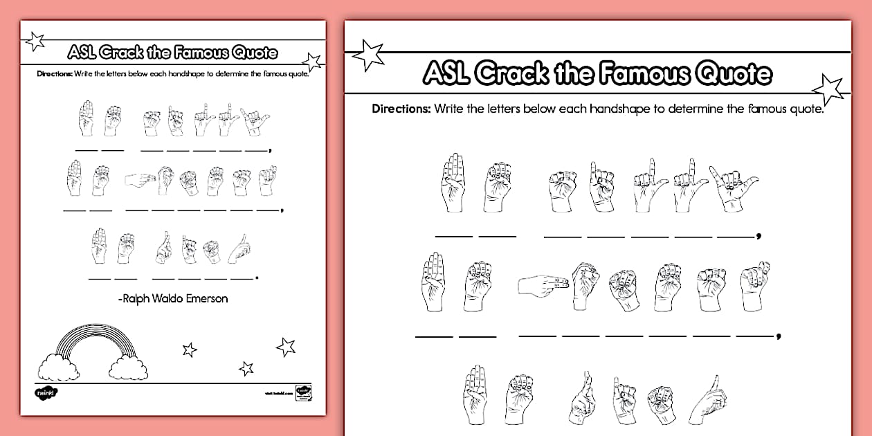 Positive Attitude in ASL Activity | Resource | Twinkl USA