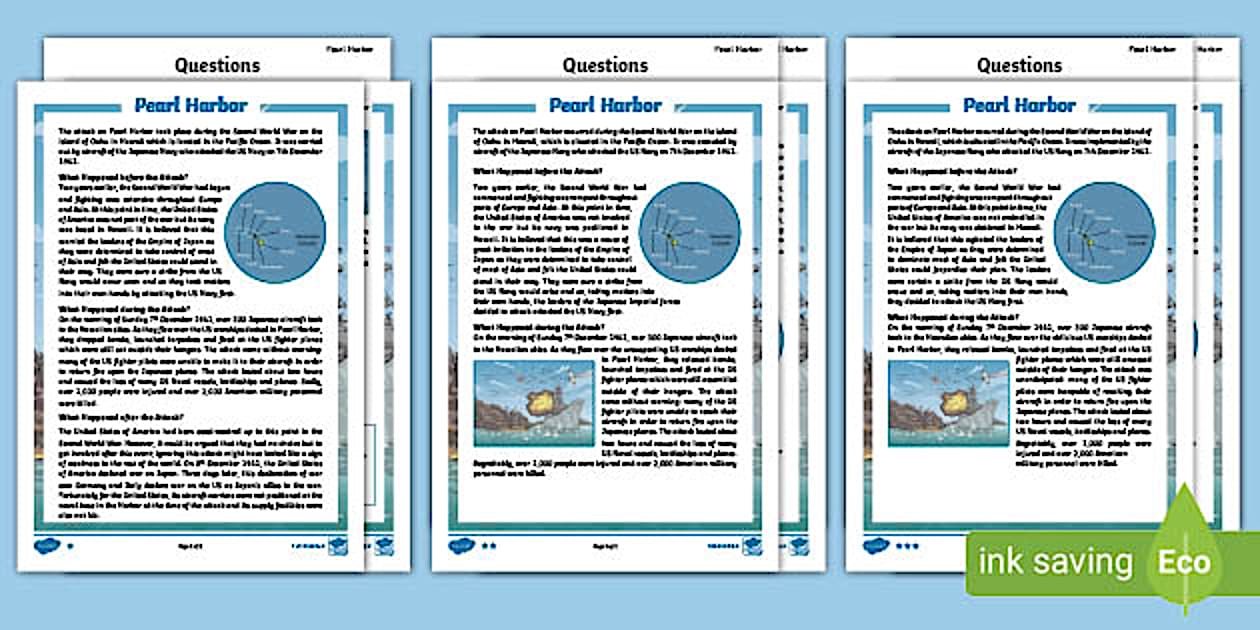 Higher Ability Pearl Harbor UKS2 Differentiated Reading Comprehension ...