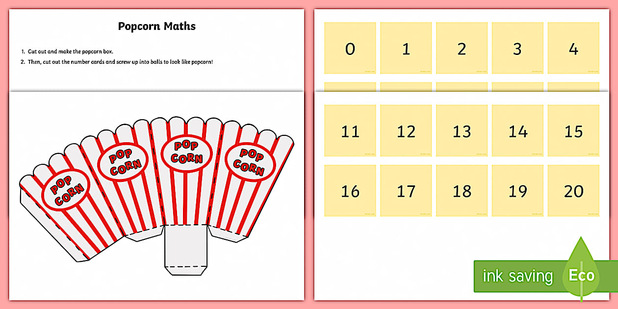 Popcorn Number Generator- popcorn, food, number, game, activity, number