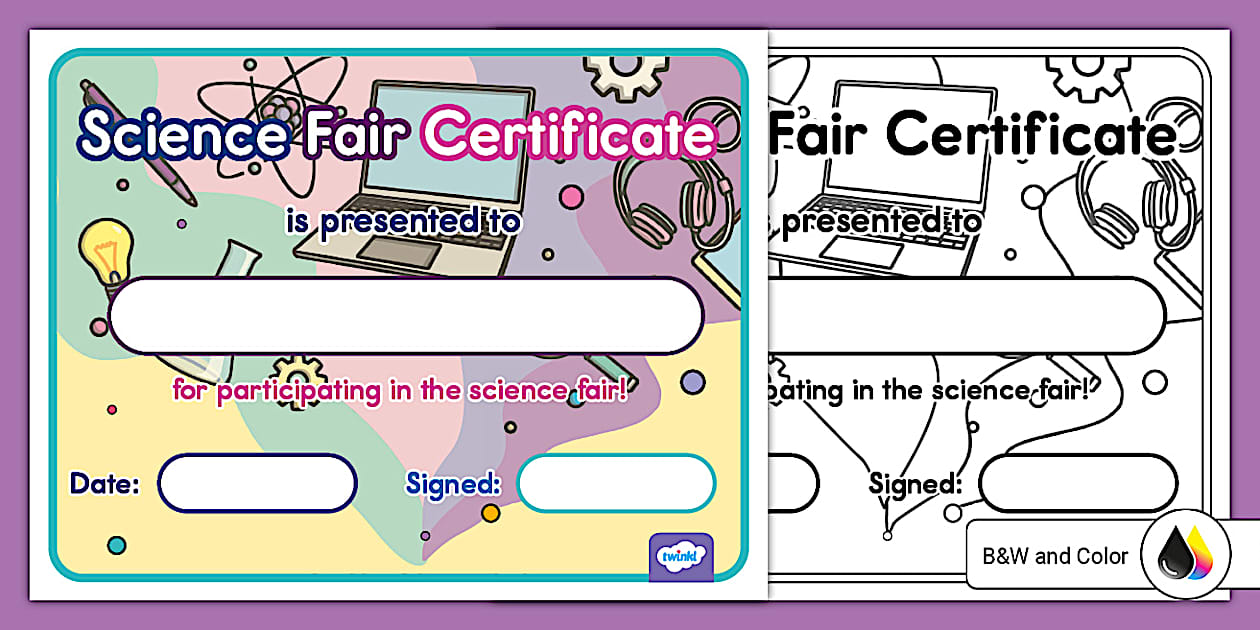 Science Fair Certificate (Teacher-Made) - Twinkl