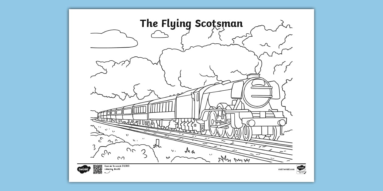 Flying Scotsman Train Colouring - KS1 - History - Twinkl