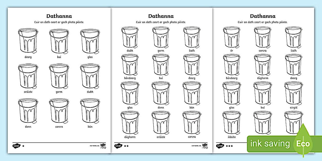 Colours Differentiated Worksheet / Worksheets - Gaeilge