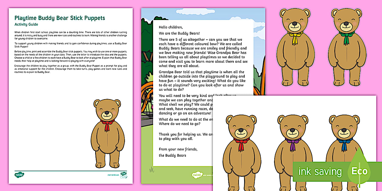 Playtime Buddy Bear Stick Puppets and Resource Pack