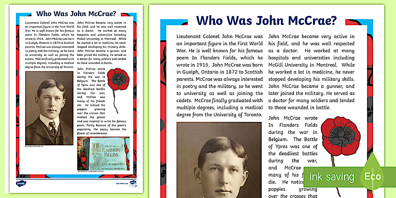 Black and White John McCrae Fact File (l'enseignant a fait)