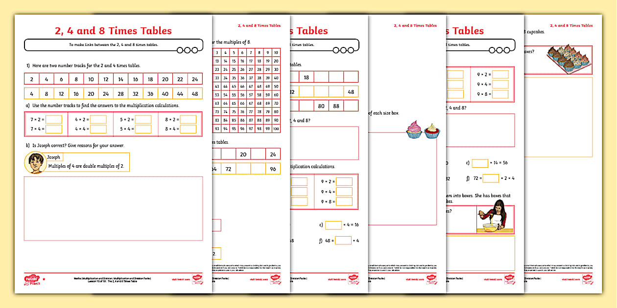👉 The 2, 4 and 8 Times Tables Differentiated Maths Activity Sheets