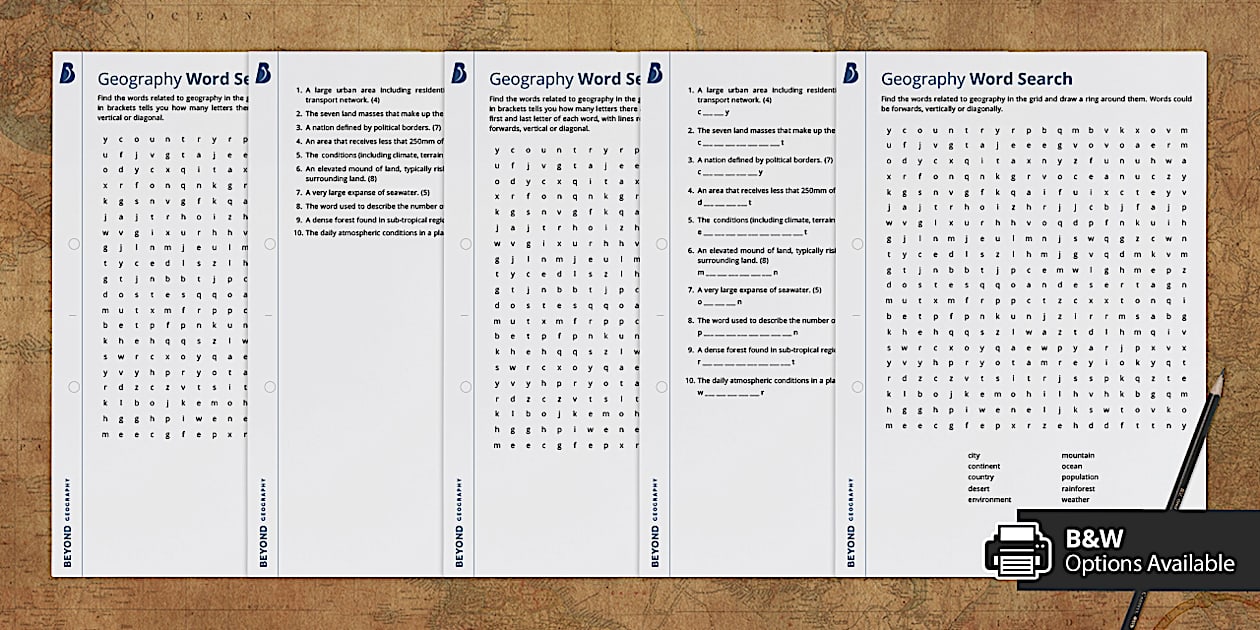Geography Word Search (teacher made) - Twinkl