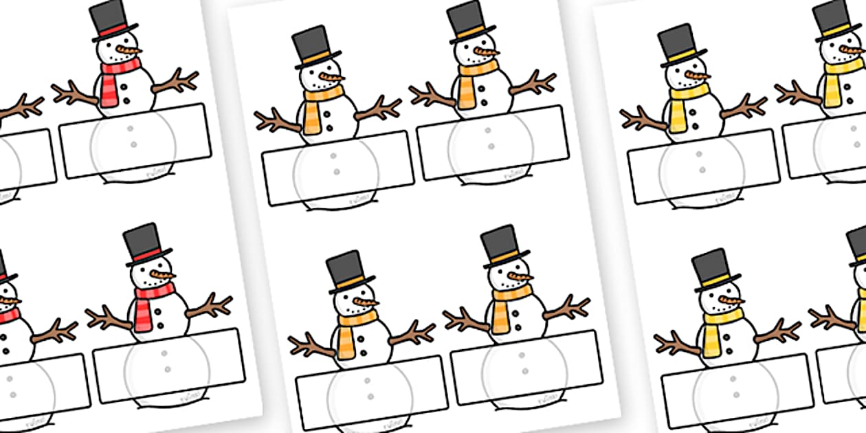 Editable Self-Registration Labels (Snowmen) (teacher made)