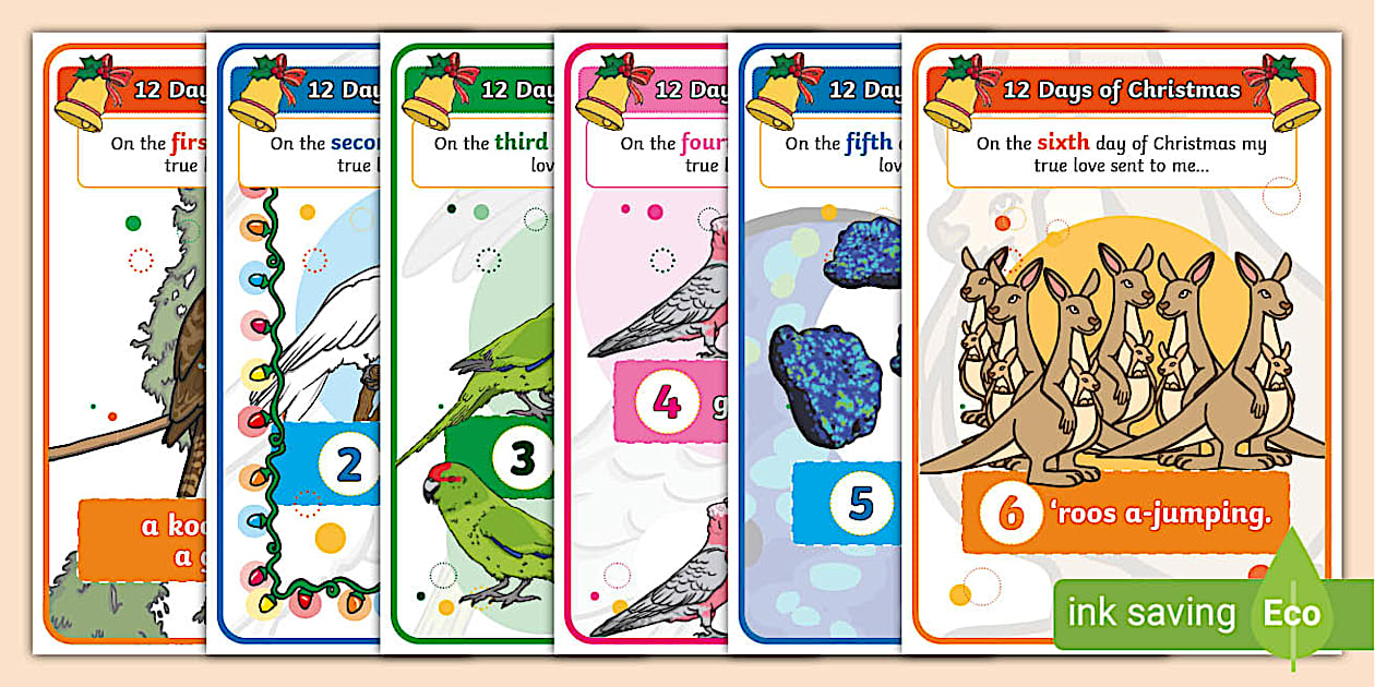 The 12 Days of Christmas Display Posters - Australia