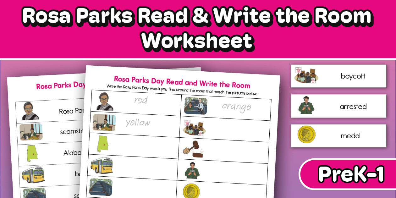 Rosa Parks Day Read and Write the Room Worksheet