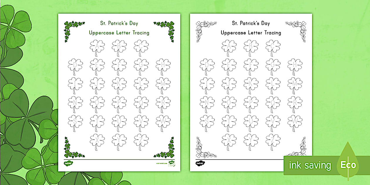 St. Patrick's Day Uppercase Alphabet Tracing Activity