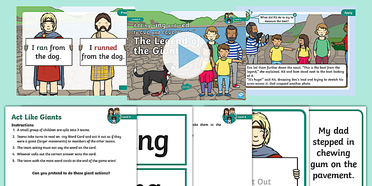 Adding -ing and -ed to CVC and CCVC Words Lesson Pack - Level 6 Week 18 ...