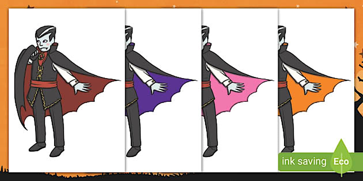 Black and White Editable Halloween Vampires (A4) - Twinkl