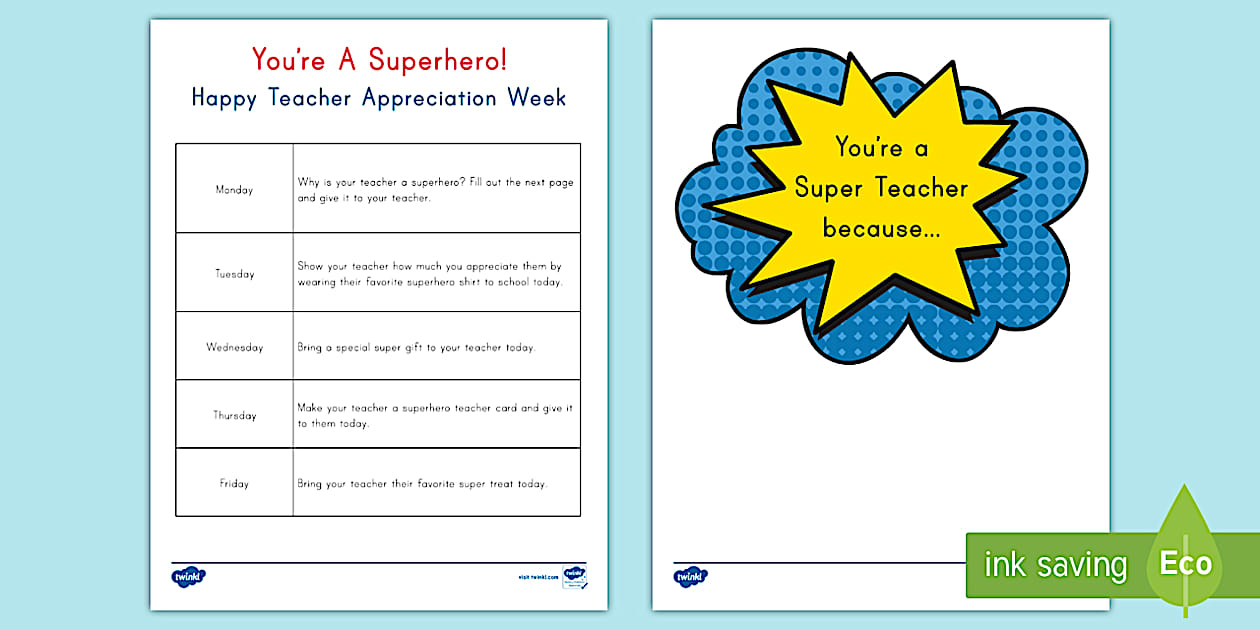Teacher Appreciation Week – Daily Plan – Twinkl USA