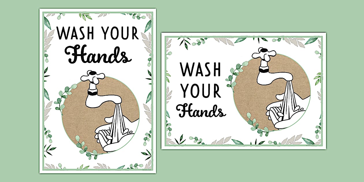 Botanical-Themed Wash Your Hands Poster - KS1 (teacher made)