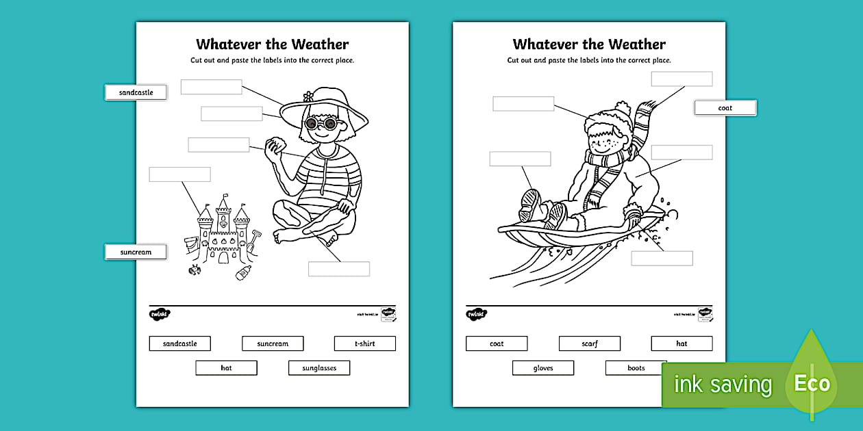 Whatever the Weather Cut and Paste Labelling Activity