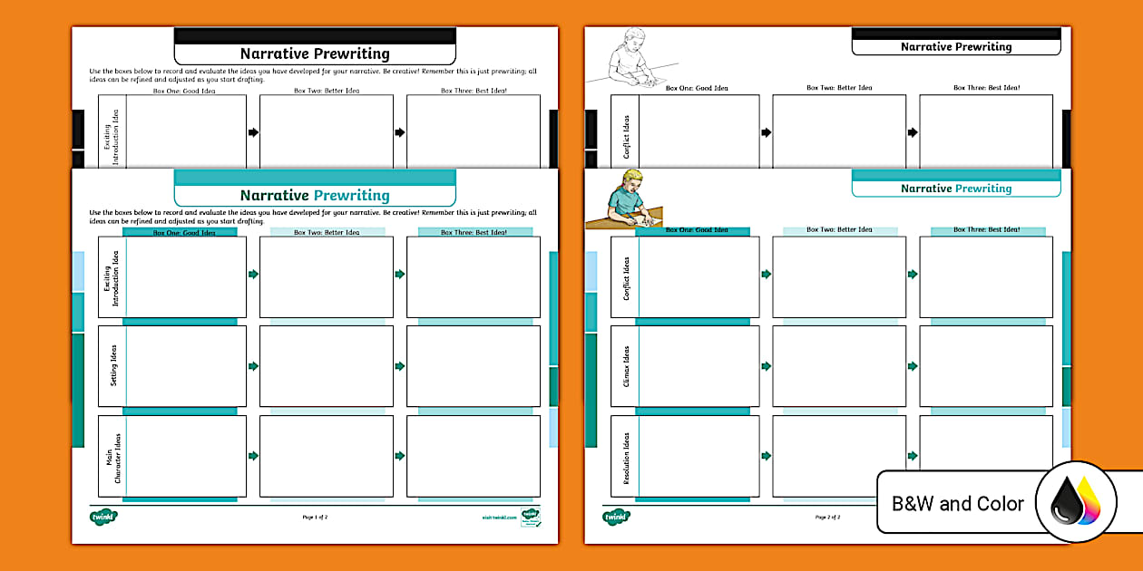 Seventh Grade Narrative Prewriting Worksheet (Teacher-Made)
