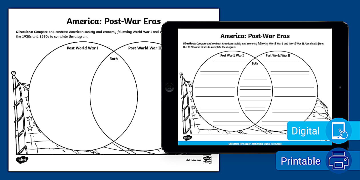 Post-War Eras Venn Diagram for 6th-8th Grade (teacher made)