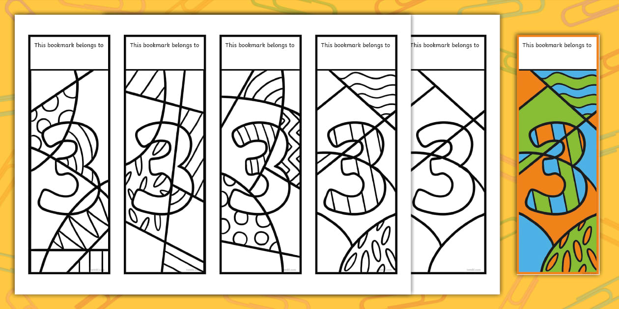 Primary 3 Pop Art Colouring Bookmarks (teacher made)