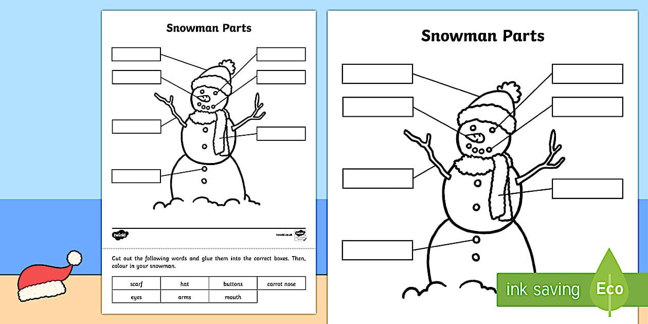 TAS Christmas Snowman Parts Worksheet (teacher made)