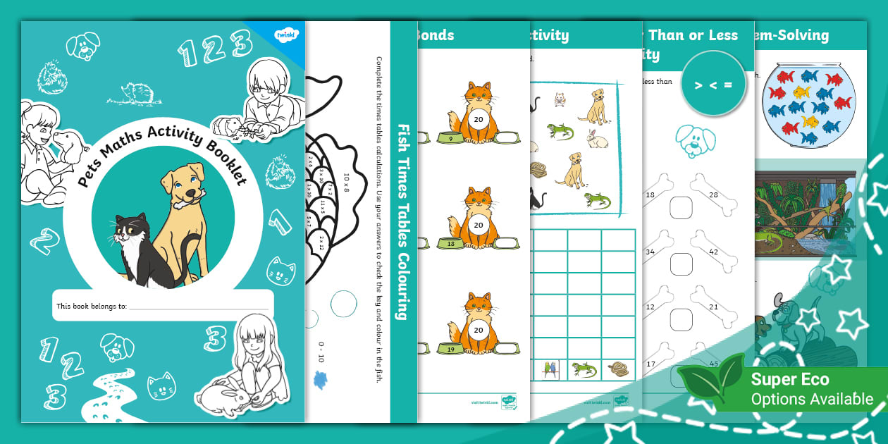 KS1 (Ages 5 - 7) Pets-Themed Maths Activity Booklet - Twinkl