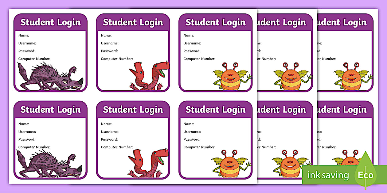 Student Computer Login Cards (teacher made) - Twinkl