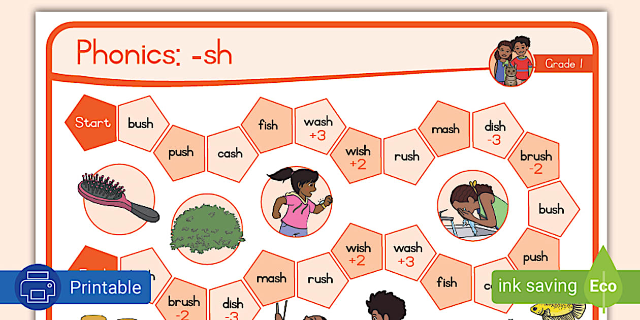 Grade 1 Phonics: -sh Printable Game
