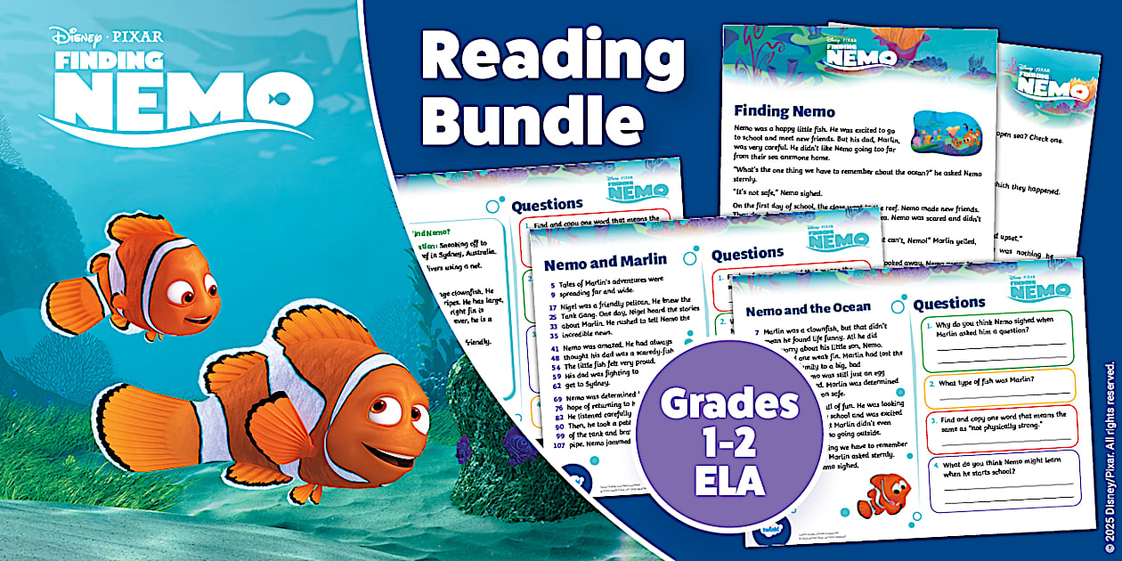 Finding Nemo: Reading Activity Pack for 1st-2nd Grade