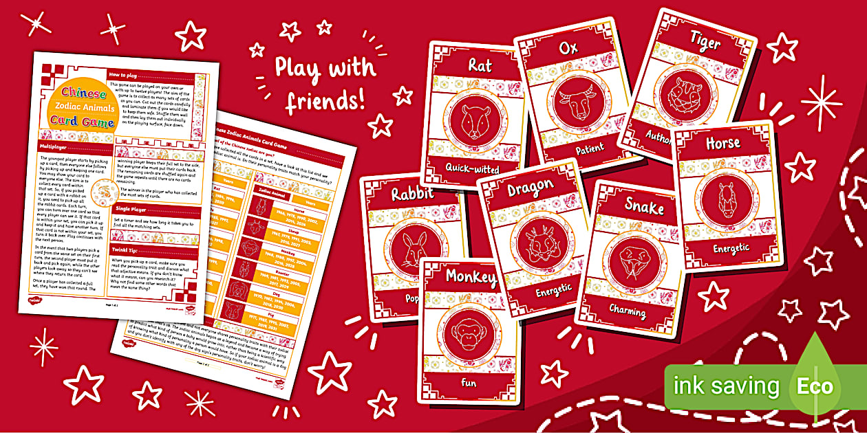 Chinese Zodiac Animals Card Game (teacher made) - Twinkl