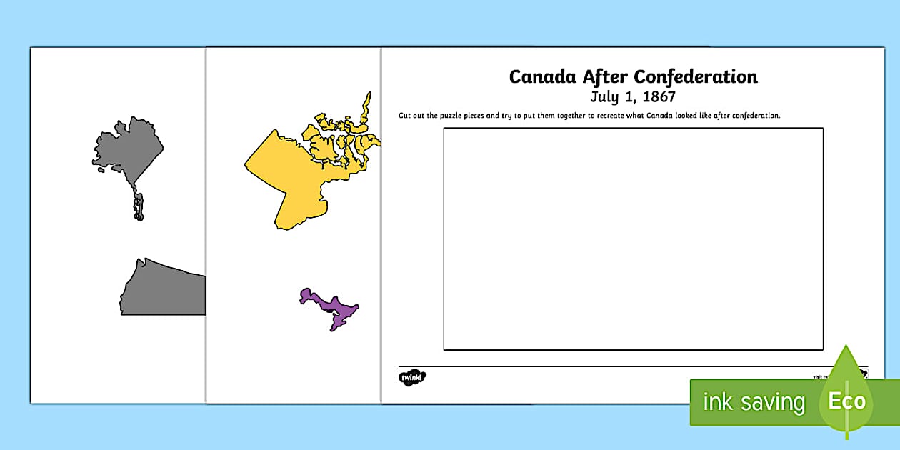 Map of Canada after Confederation Puzzle Activity - Twinkl