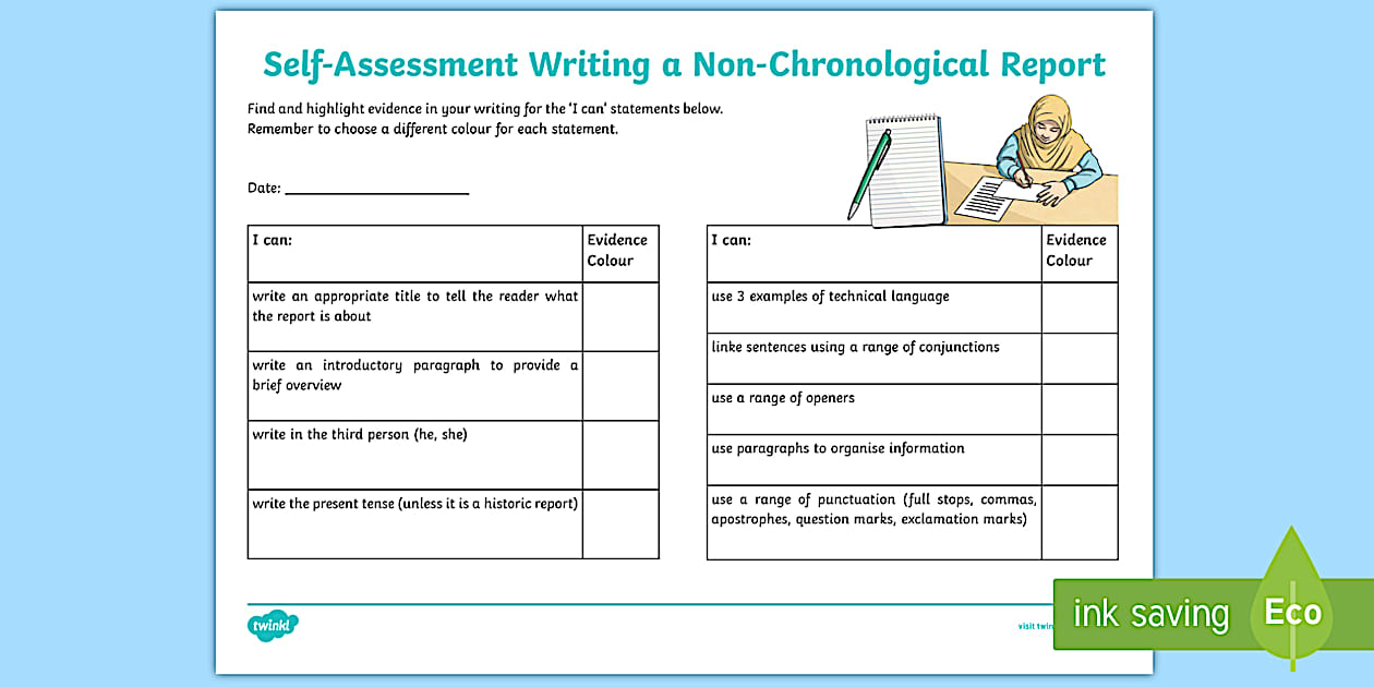 Writing a Non-Chronological Report Second Level Self Assessment Checklist