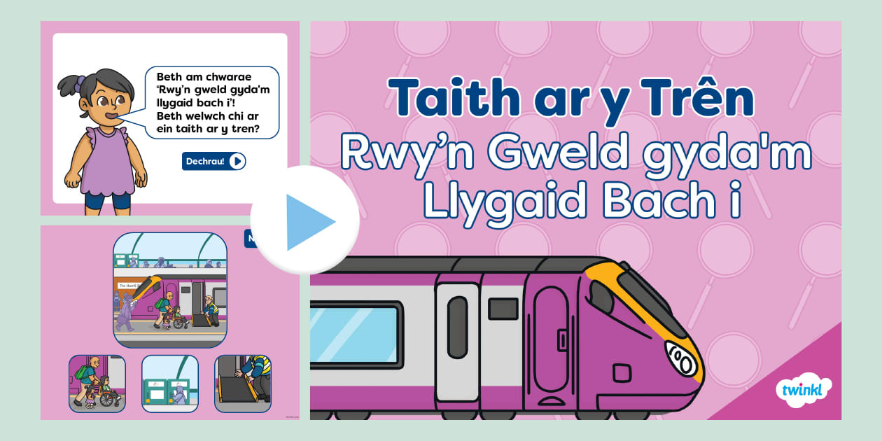 Dewch ar y Trên!: Pŵerbwynt Gêm Rwy’n Gweld gyda’m Llygaid Bach i