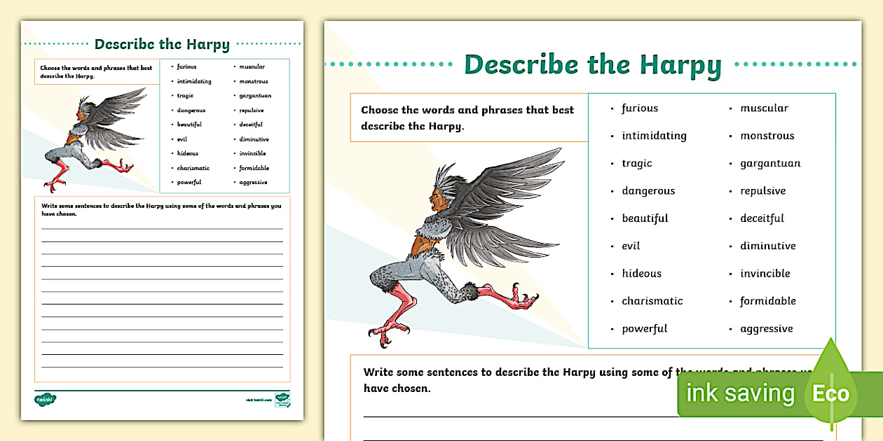 Describe the Harpy Writing Activity (teacher made) - Twinkl