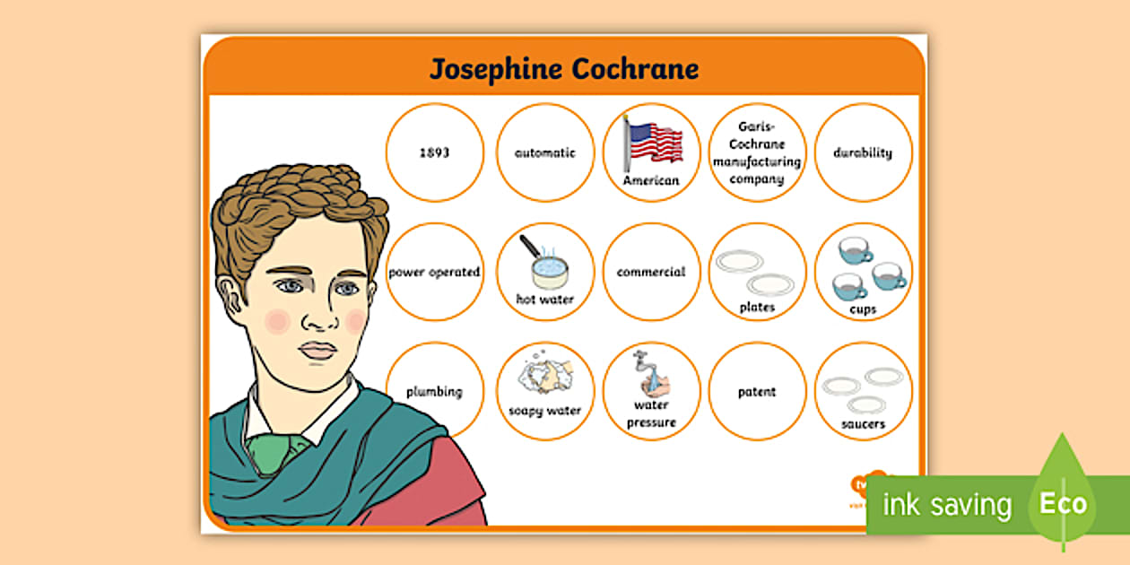 Josephine Cochrane Word Mat (teacher made) - Twinkl