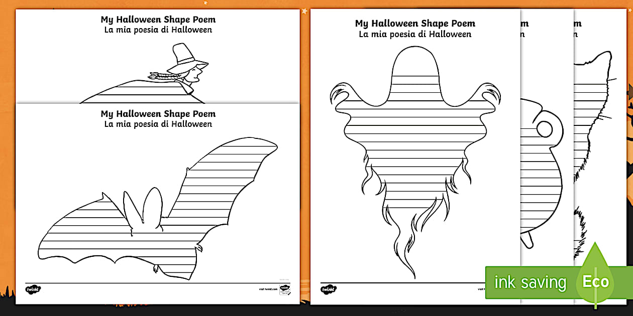 Halloween Shape Poetry Templates English/Italian - Twinkl