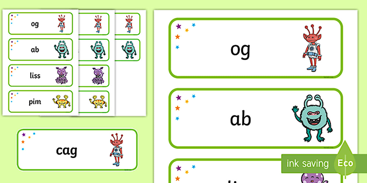 Cursive Alien Words Phase 2 Word Cards - Twinkl