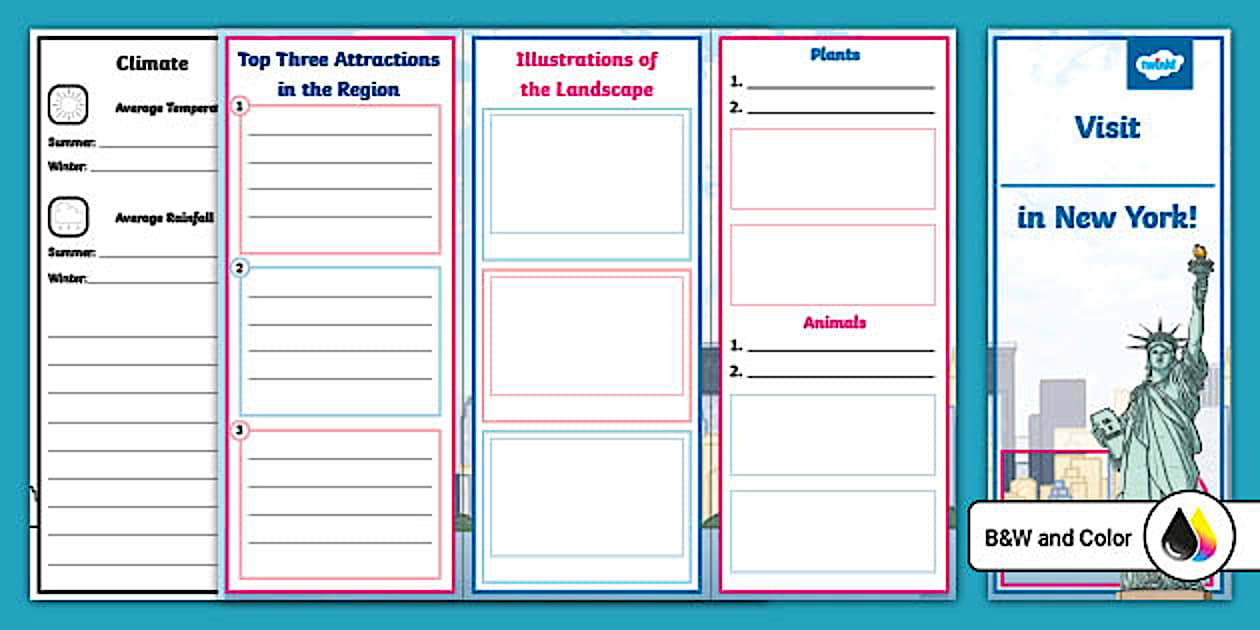 Editable Regions of New York Travel Brochure Project and Rubric