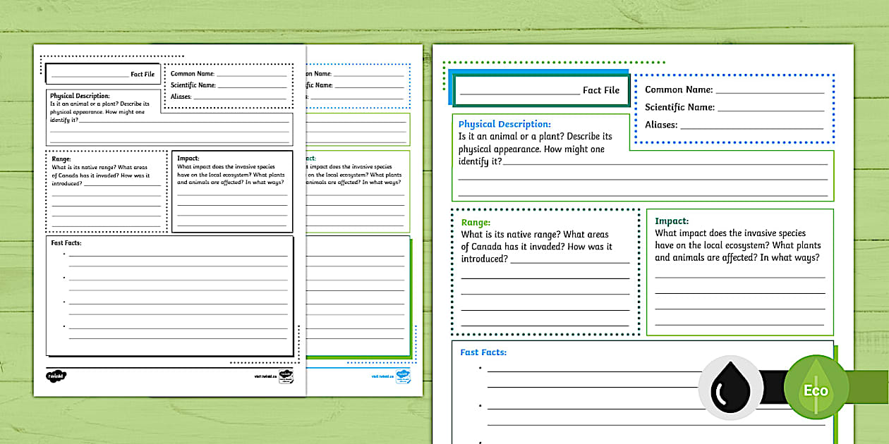 Canada's Invasive Species Research Template (teacher made)