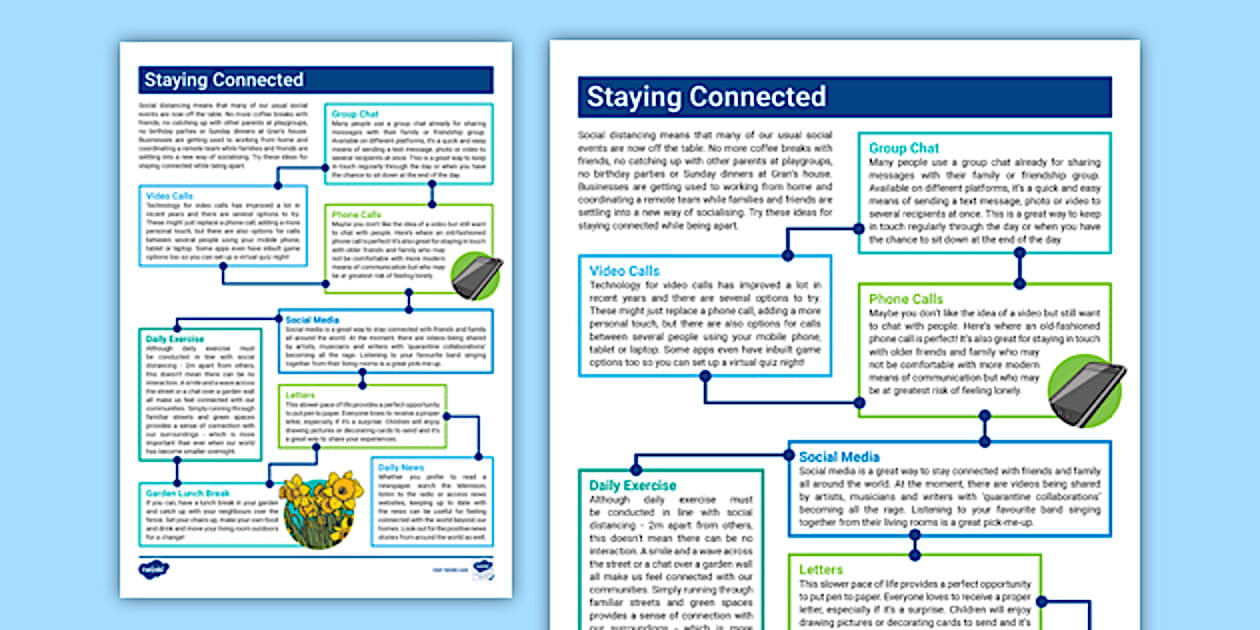 Adult Wellbeing Staying Connected (teacher made) - Twinkl