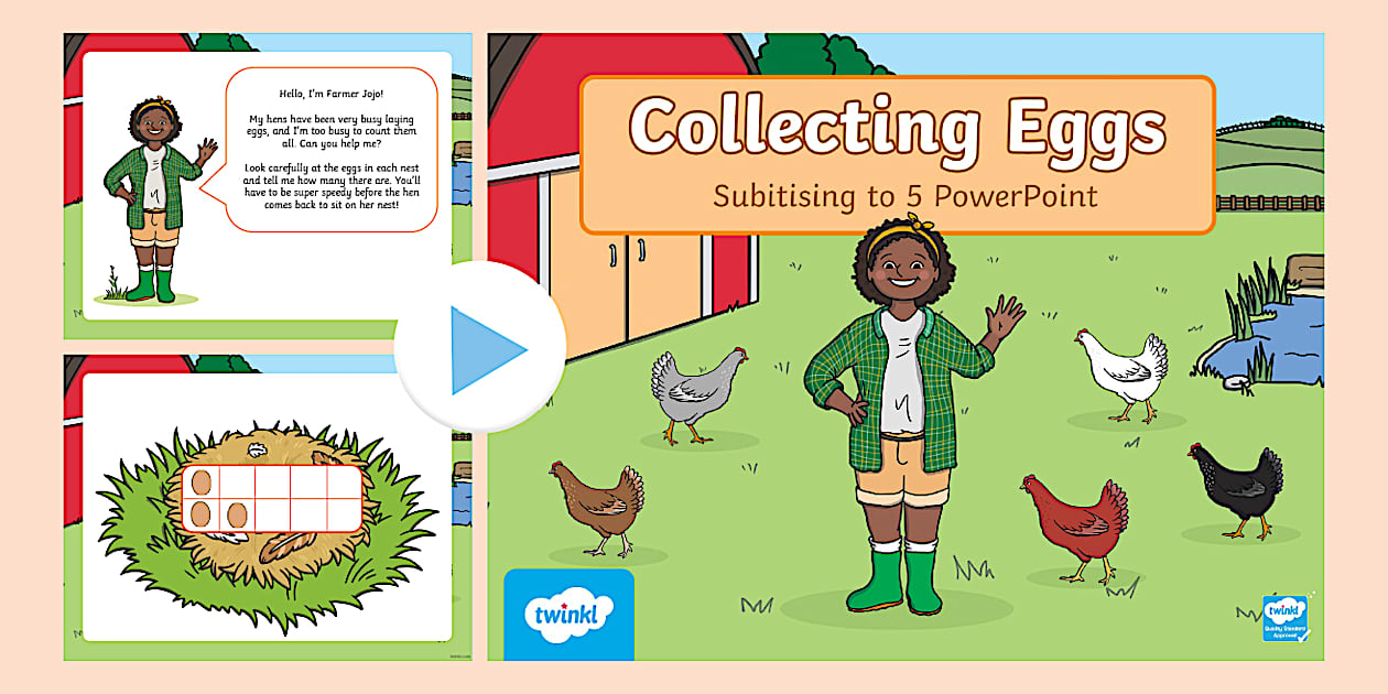 👉 Collecting Eggs Subitising to Five PowerPoint | Twinkl