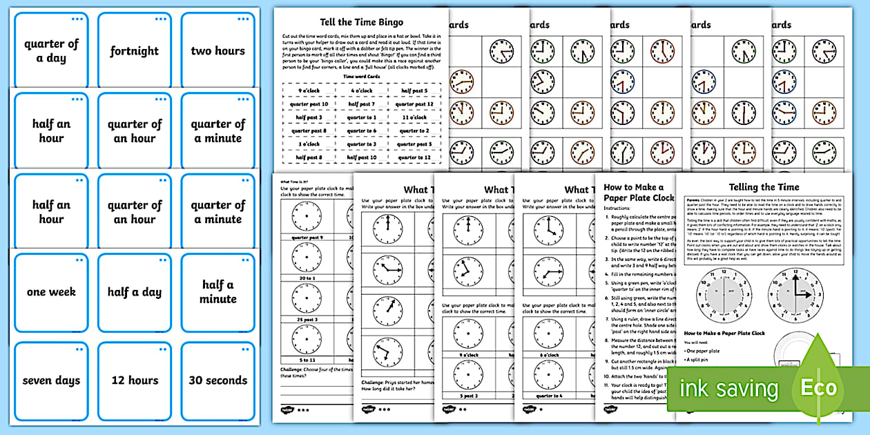 Year 2 Maths Homework Time Activity Pack - Twinkl