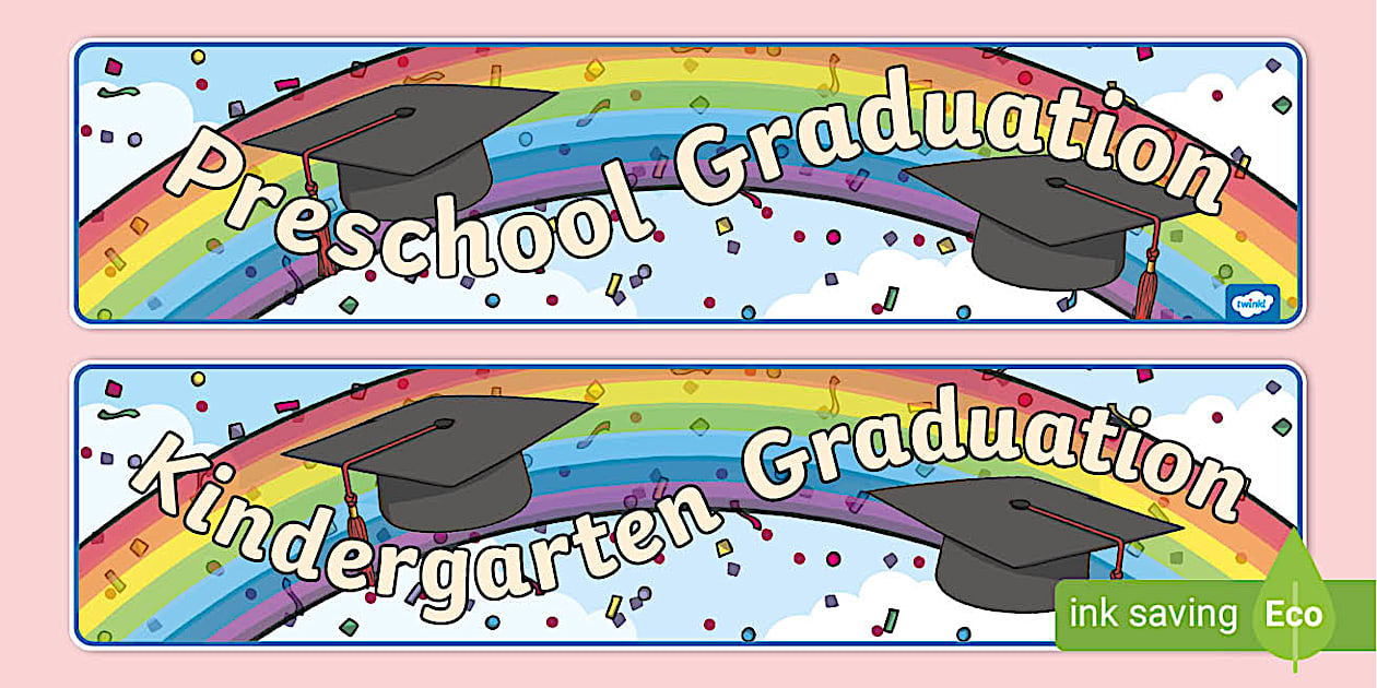 Preschool/Kindergarten Graduation Banner - Rainbow-Themed