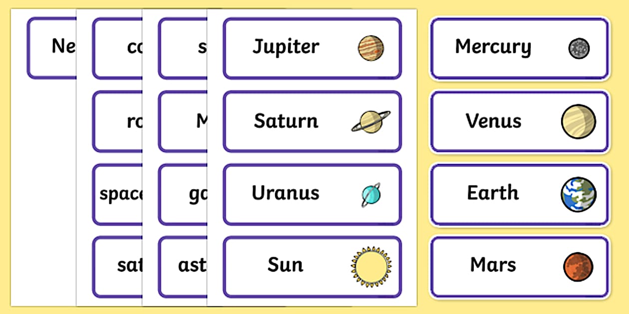 Editable Space Word Cards (teacher made) - Twinkl